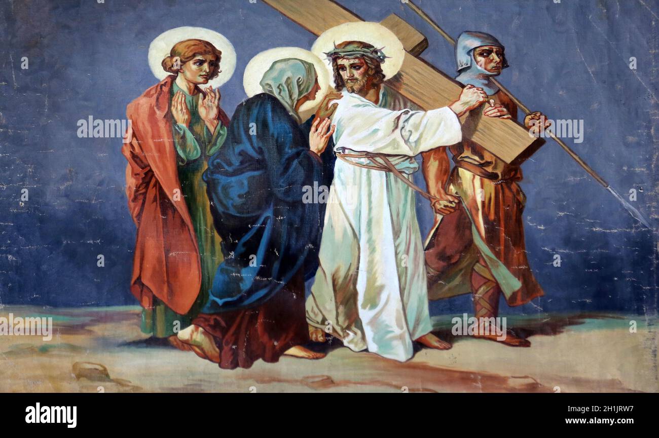 4th Stations of the Cross, Jesus meets His Mother Stock Photo - Alamy
