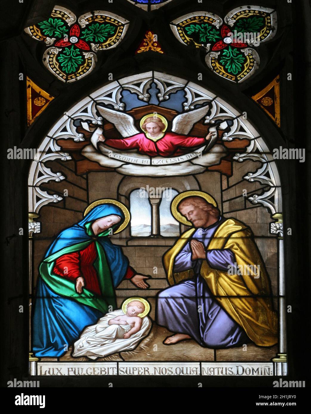 Nativity Scene, stained glass Stock Photo - Alamy
