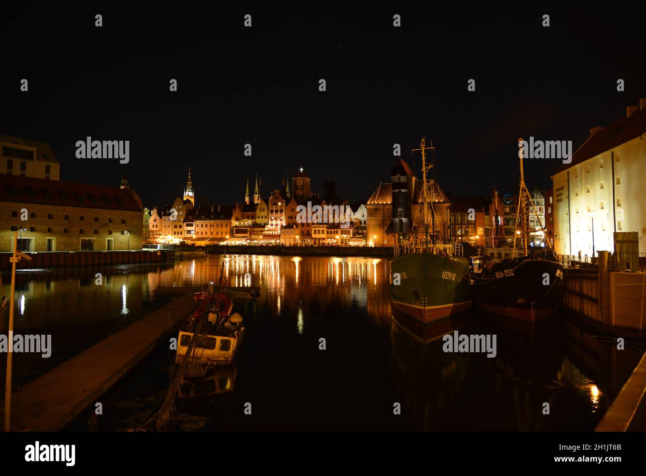 Beautiful Danzig in Poland at a summer night Stock Photo - Alamy