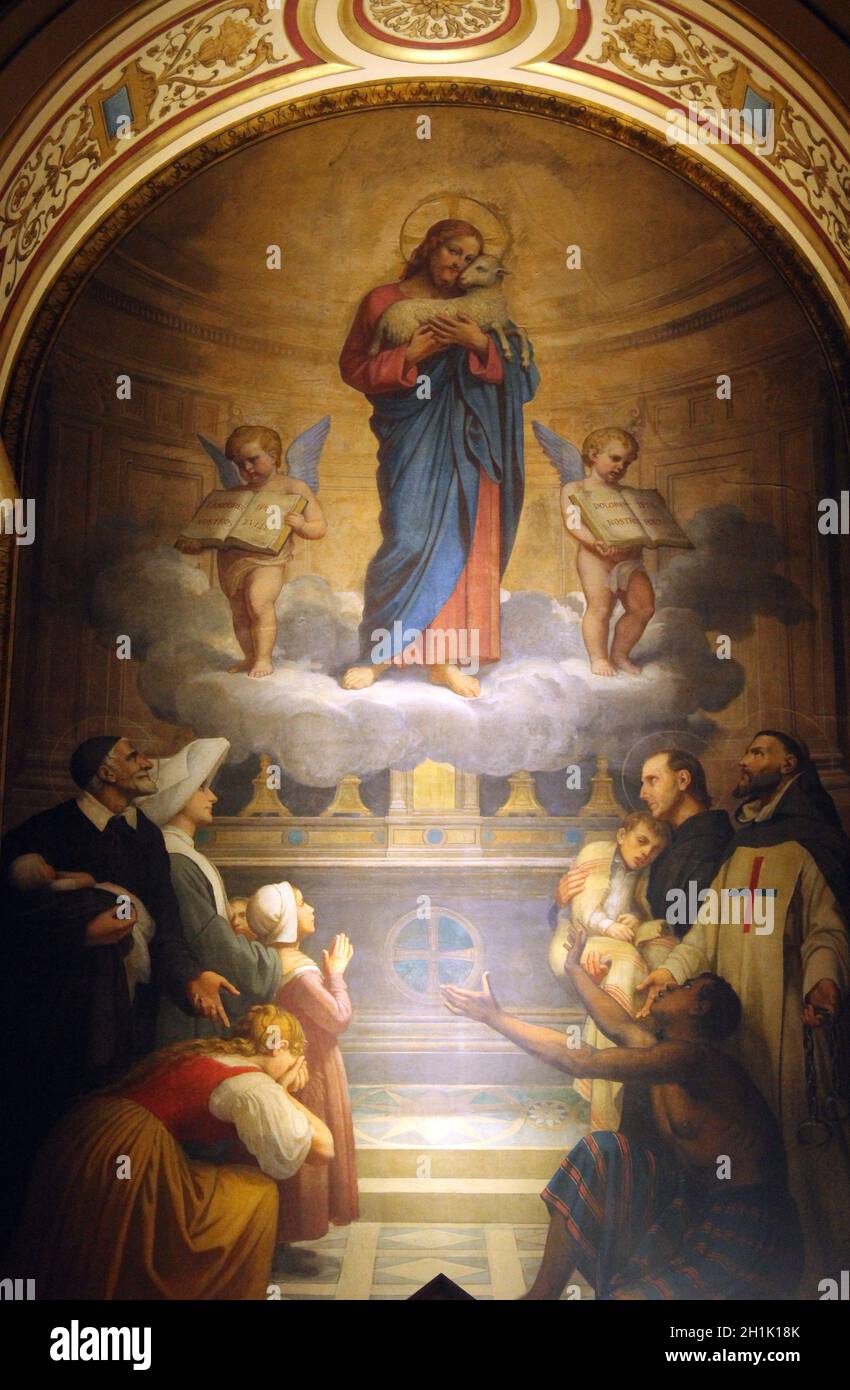 Jesus good shepherd , Church of the Holy Trinity, Paris Stock Photo - Alamy