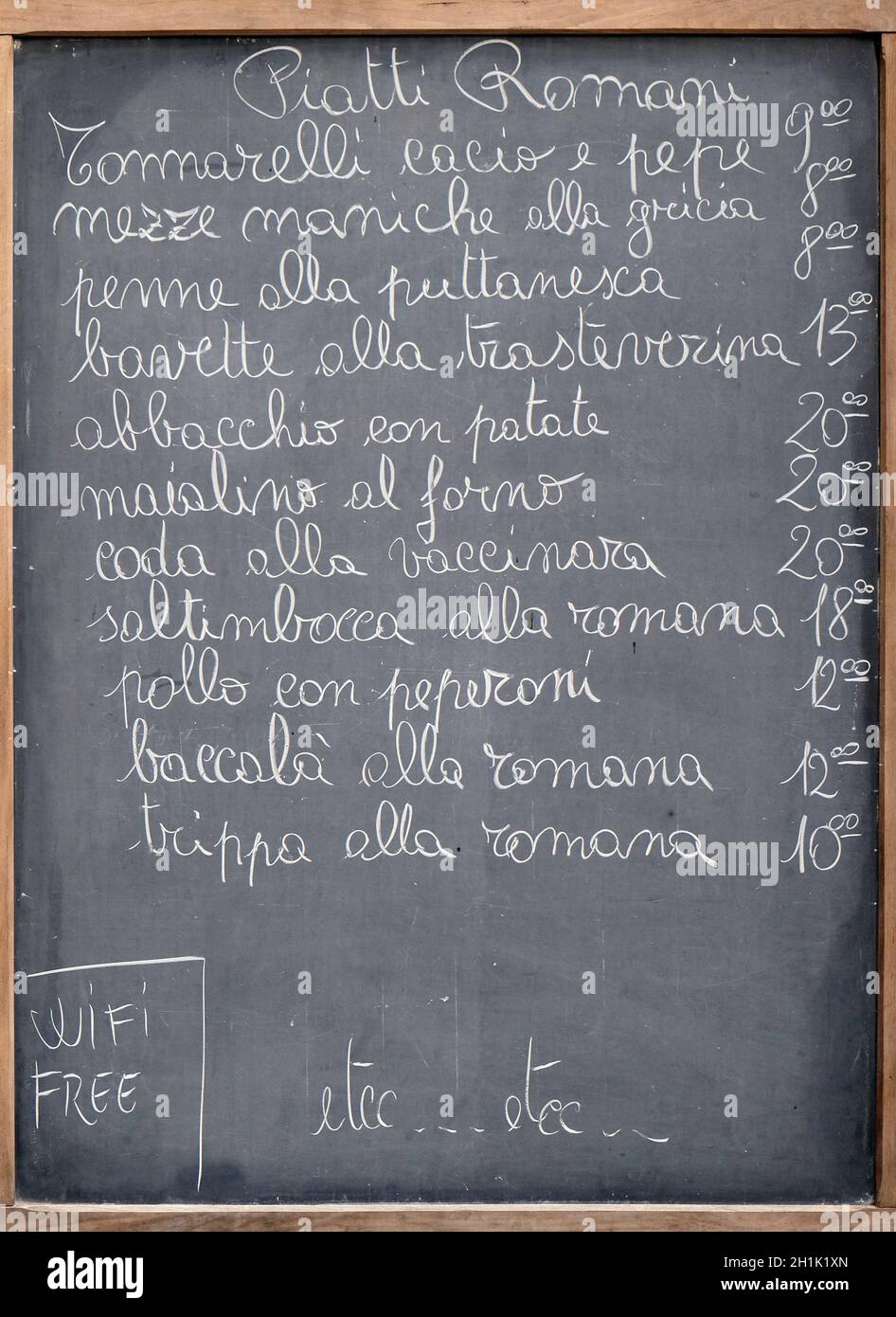 Menu of a restaurant in Rome, Italy Stock Photo - Alamy