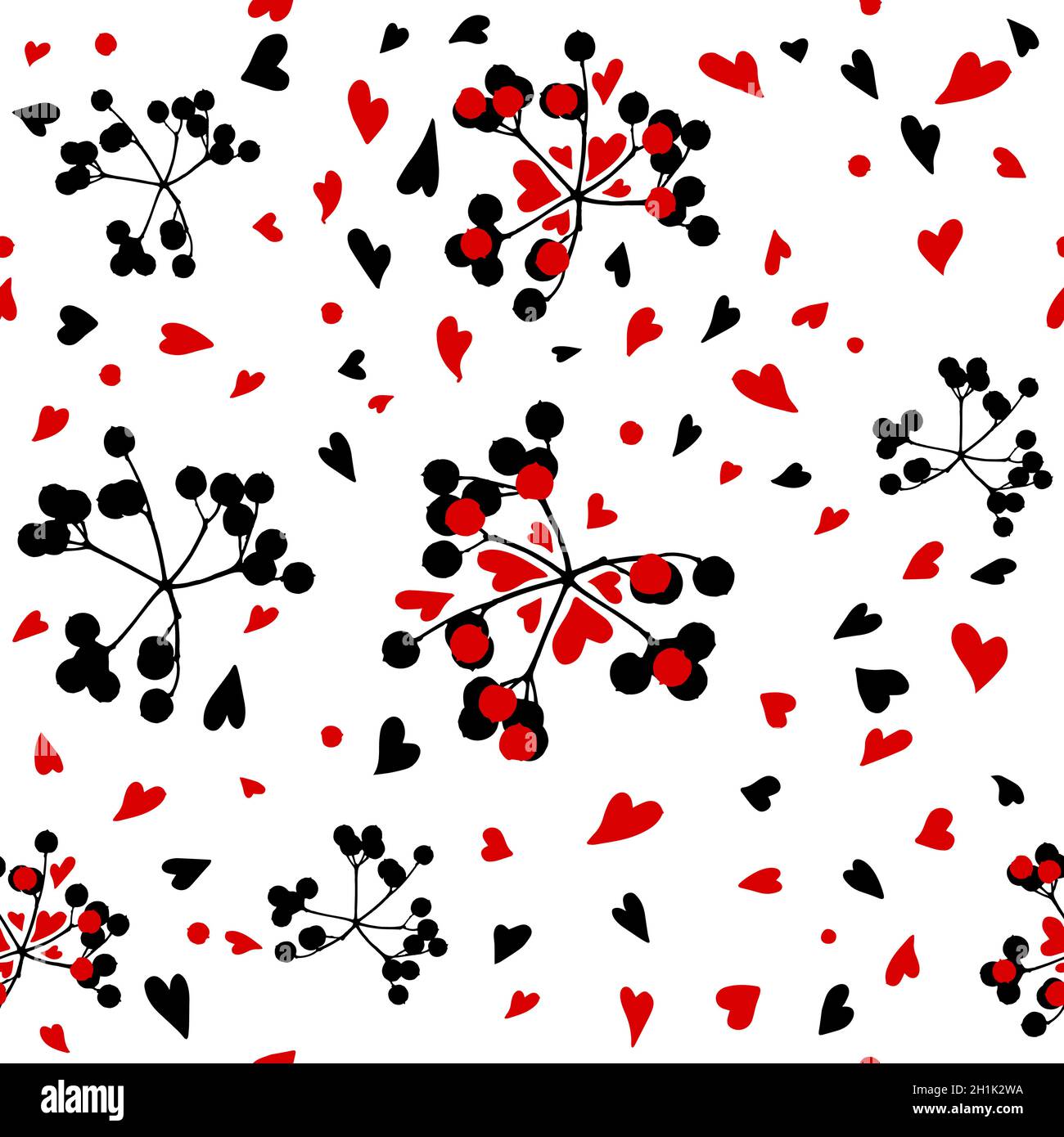 Seamless background of berries and hearts. Vector illustration Stock ...
