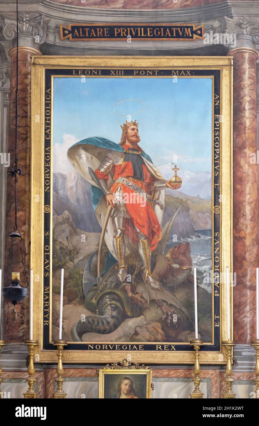 The painting of St. Olav the king of Norway by Pius Adamowitsch ...