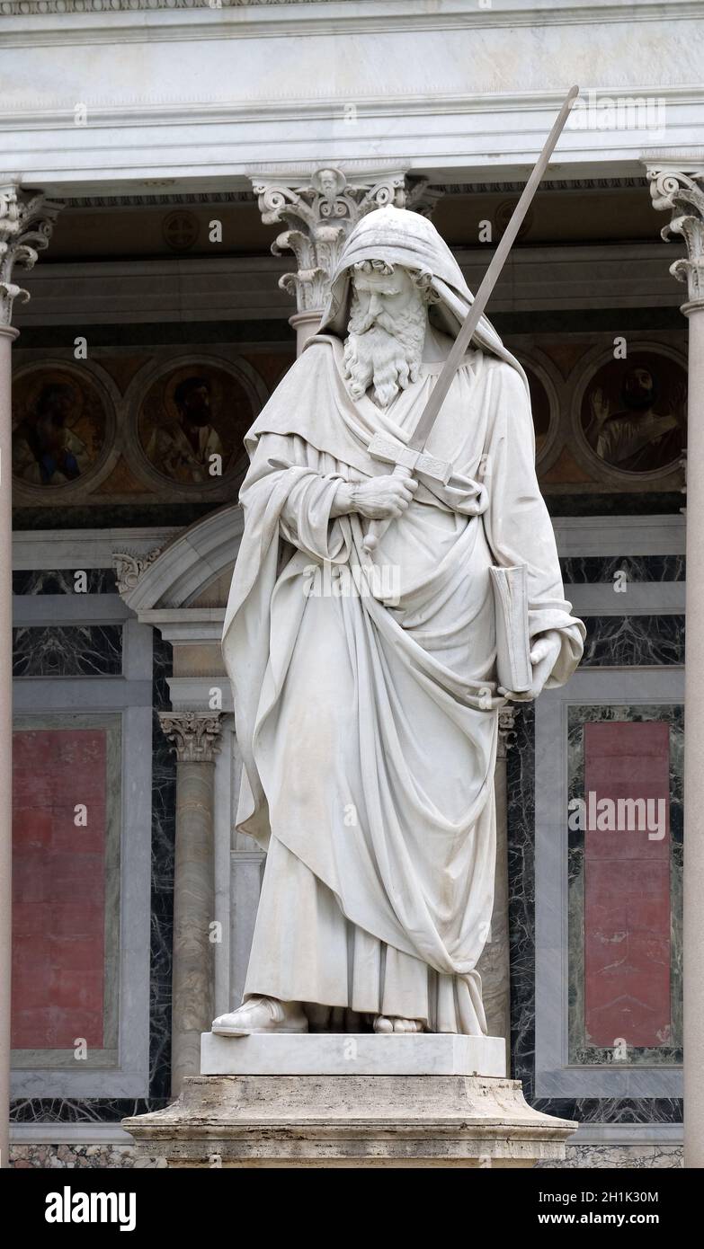 Saint Paul statue in front of the basilica of Saint Paul Outside the ...
