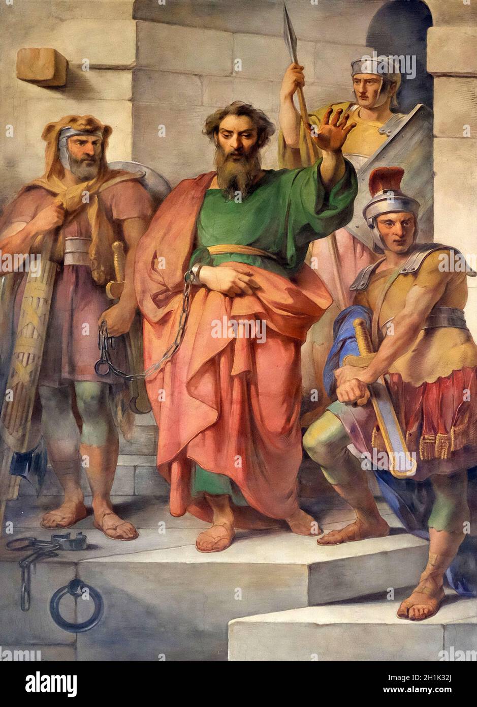 The fresco with the image of the life of St. Paul: Paul is Arrested ...