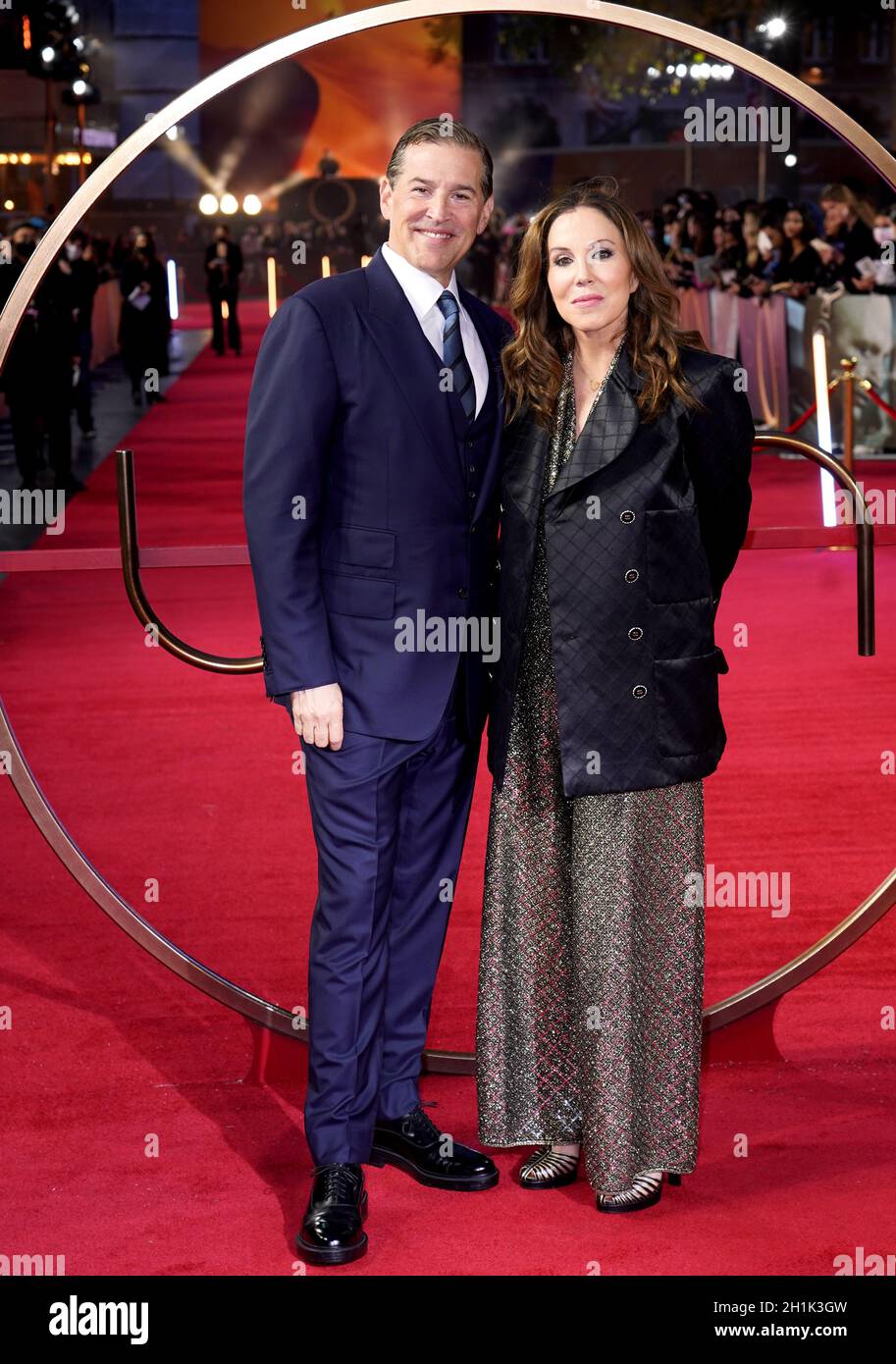 Joshua Grode (left) and Mary Parent attend a special screening of Dune ...