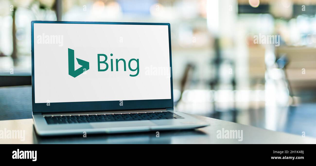 POZNAN, POL - SEP 23, 2020: Laptop computer displaying logo of Bing, a ...