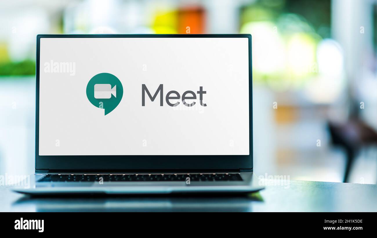 POZNAN, POL - SEP 23, 2020: Laptop computer displaying logo of Google ...