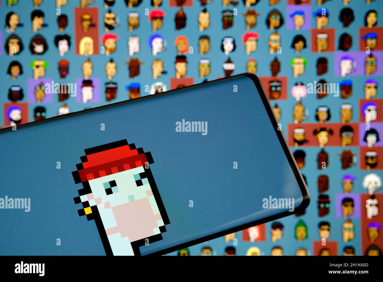 CryptoPunk #7523 NFT pixel art seen on smarphone and part of 10000 ...