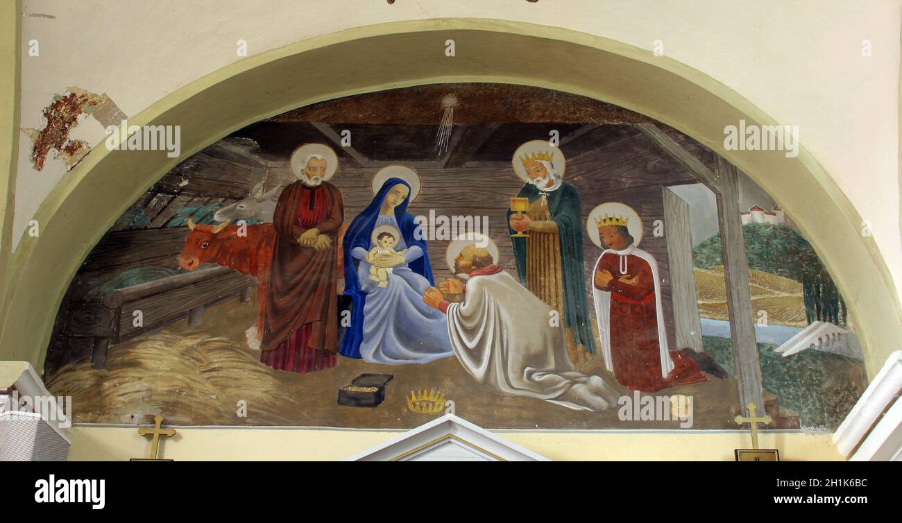 Nativity Scene, Adoration of the Magi Stock Photo - Alamy