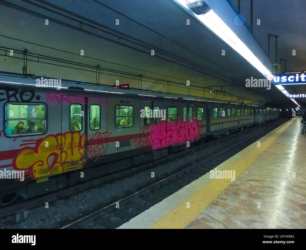 Rome, Italy - May 02, 2014: The subway train station in Rome. Rome ...