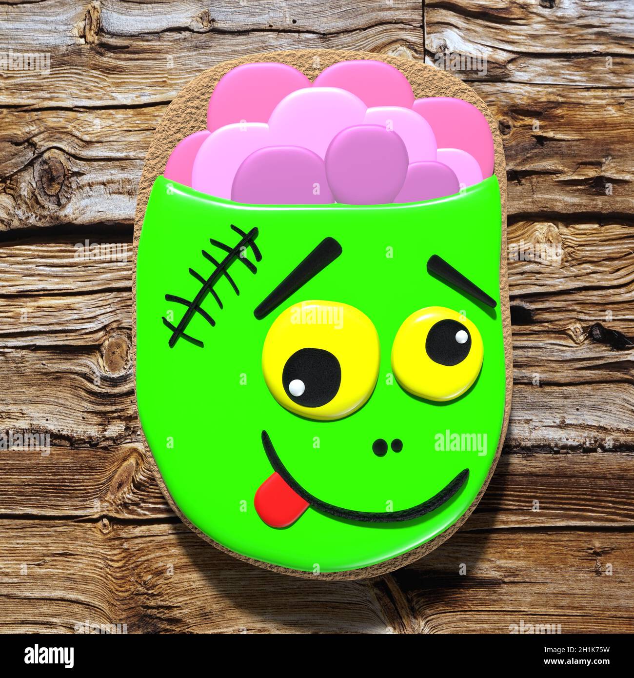 Halloween zombie cookie - 3D illustration Stock Photo - Alamy