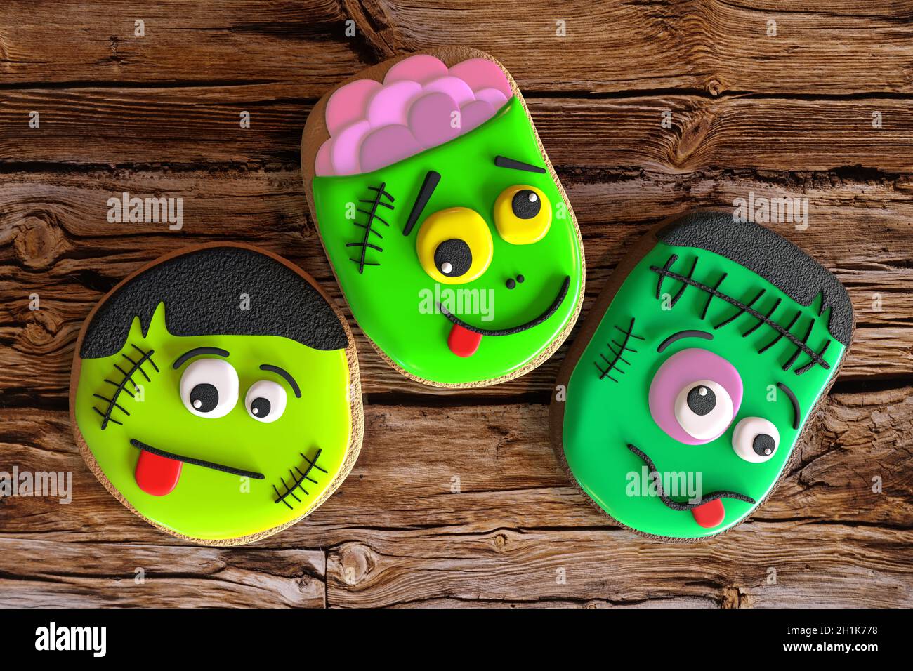 Halloween zombie cookies - 3D illustration Stock Photo - Alamy