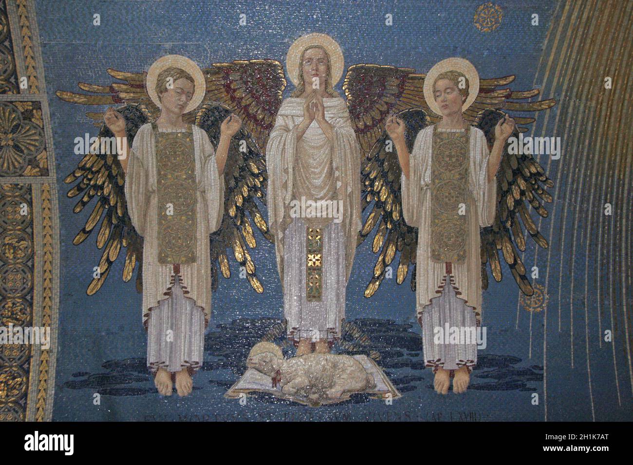 Angels, mosaic, Basilica of the Transfiguration, Mount Tabor, Israel ...