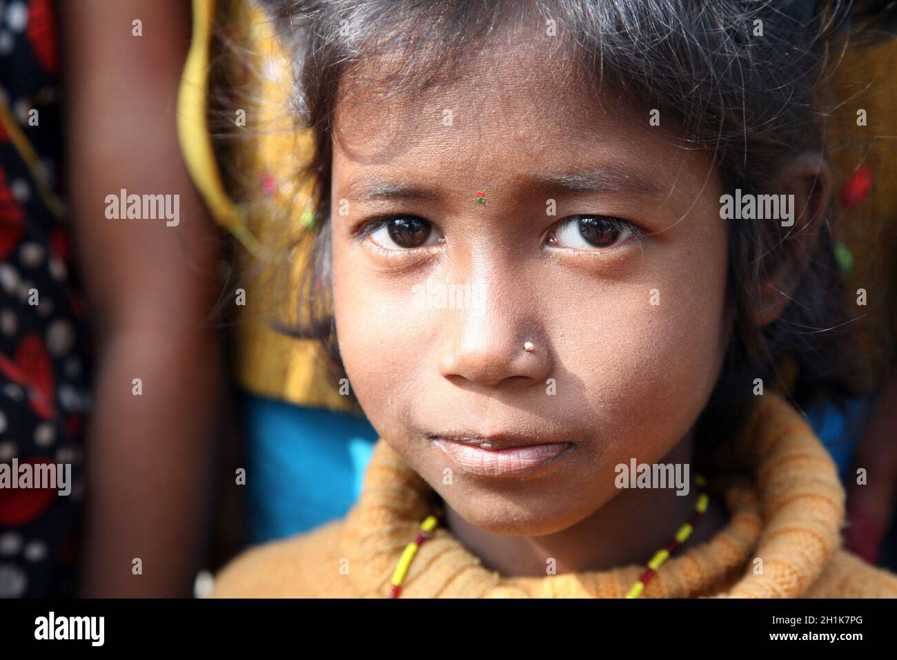 Portrait of tribal children in a village Kumrokhali, India Stock Photo ...