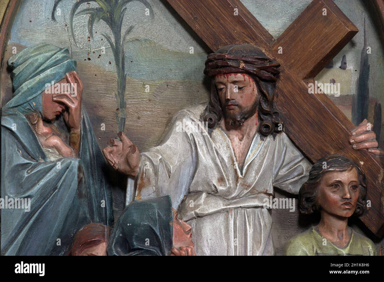 8th Stations of the Cross, Jesus meets the daughters of Jerusalem Stock ...