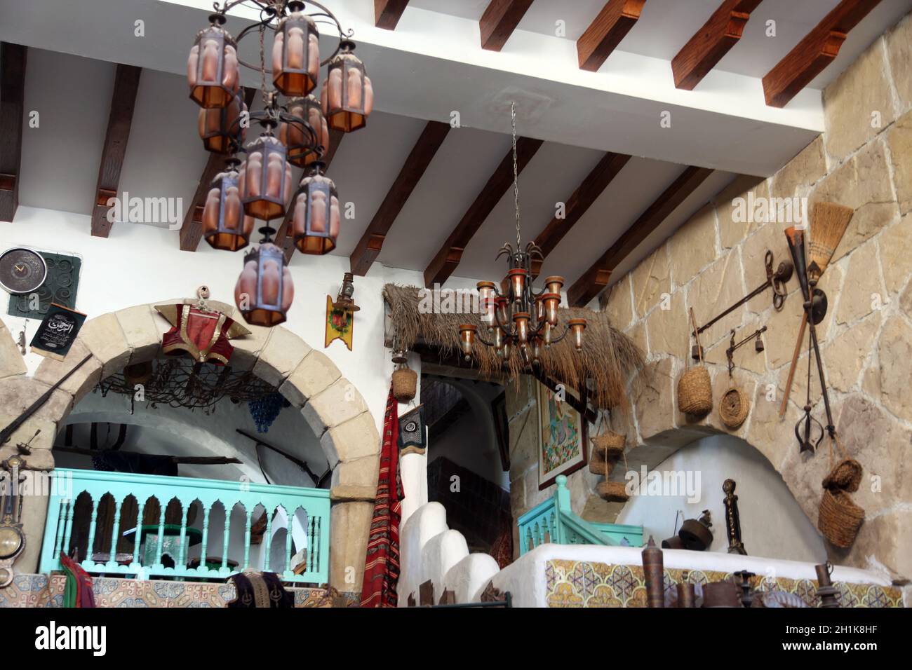 Interior of arabic coffee bar, Sousse, Tunisia Stock Photo - Alamy