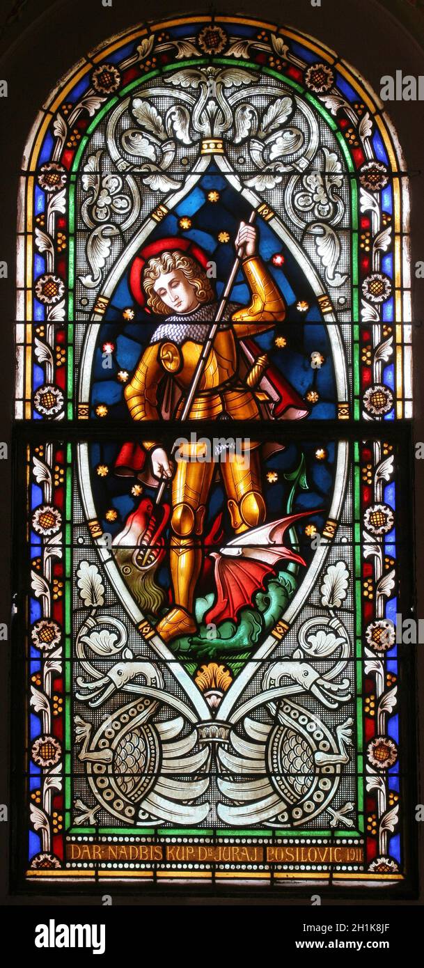 Saint George, Stained glass Stock Photo - Alamy