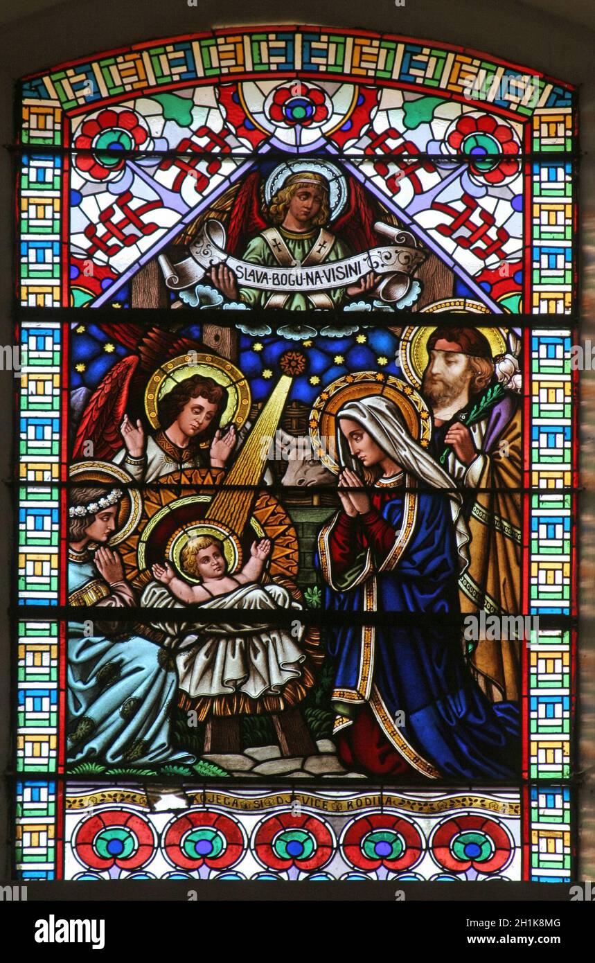 Nativity Scene, stained glass Stock Photo - Alamy