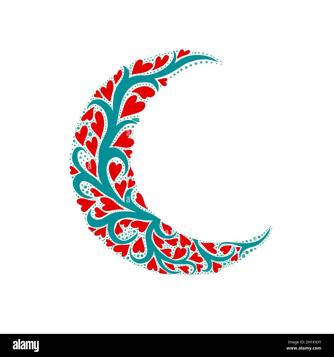 Ramadan Kareem. Moon with hearts . Vector illustration Stock Vector ...