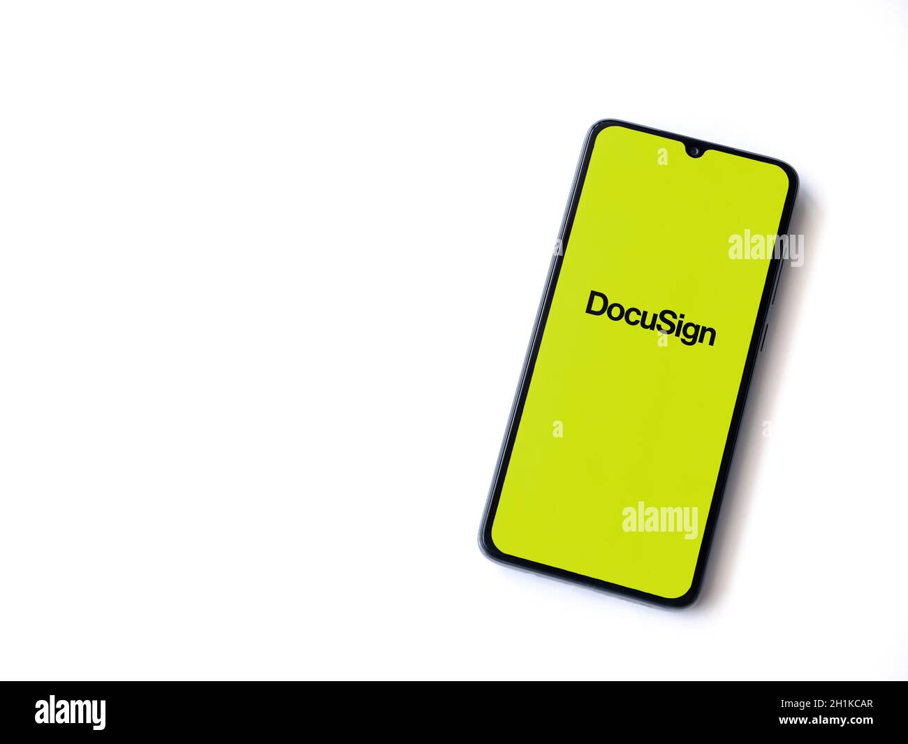 Lod, Israel - July 8, 2020: DocuSign app launch screen with logo on the ...