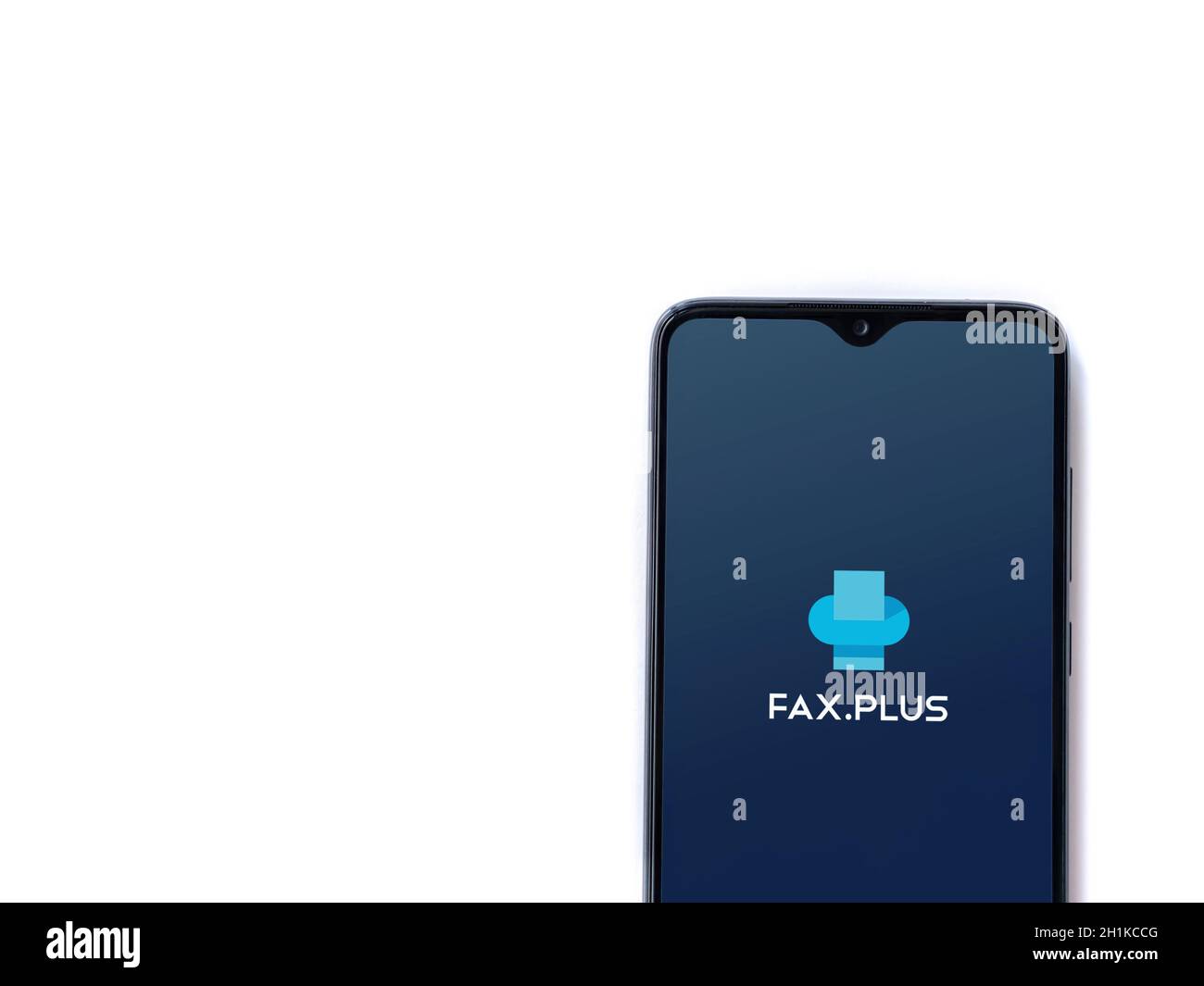 Lod, Israel - July 8, 2020: Fax Plus app launch screen with logo on the ...