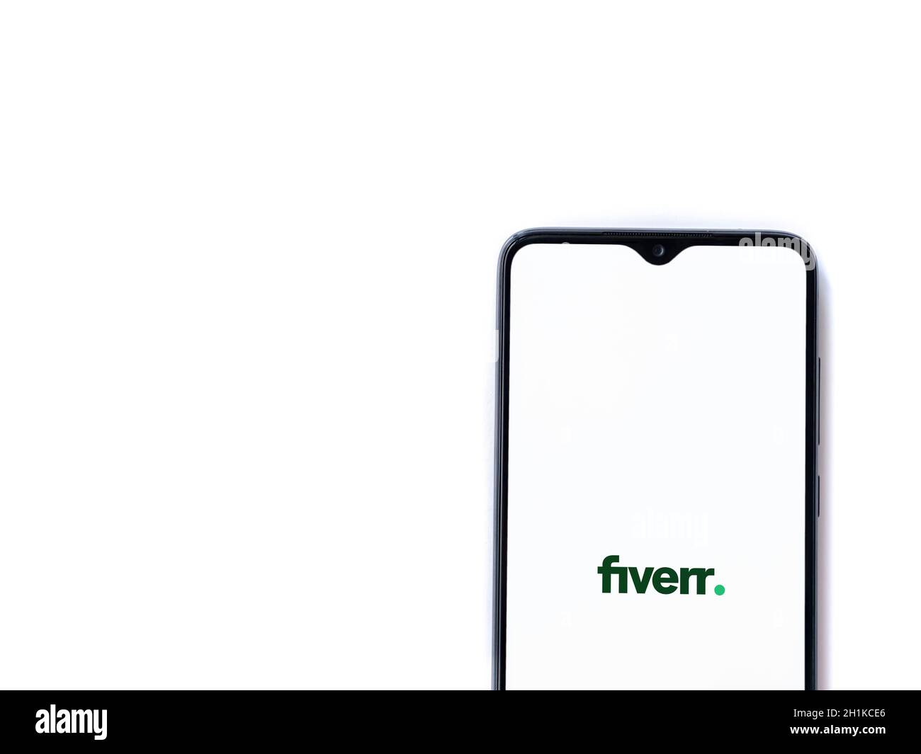 Lod, Israel - July 8, 2020: Fiverr app launch screen with logo on the ...