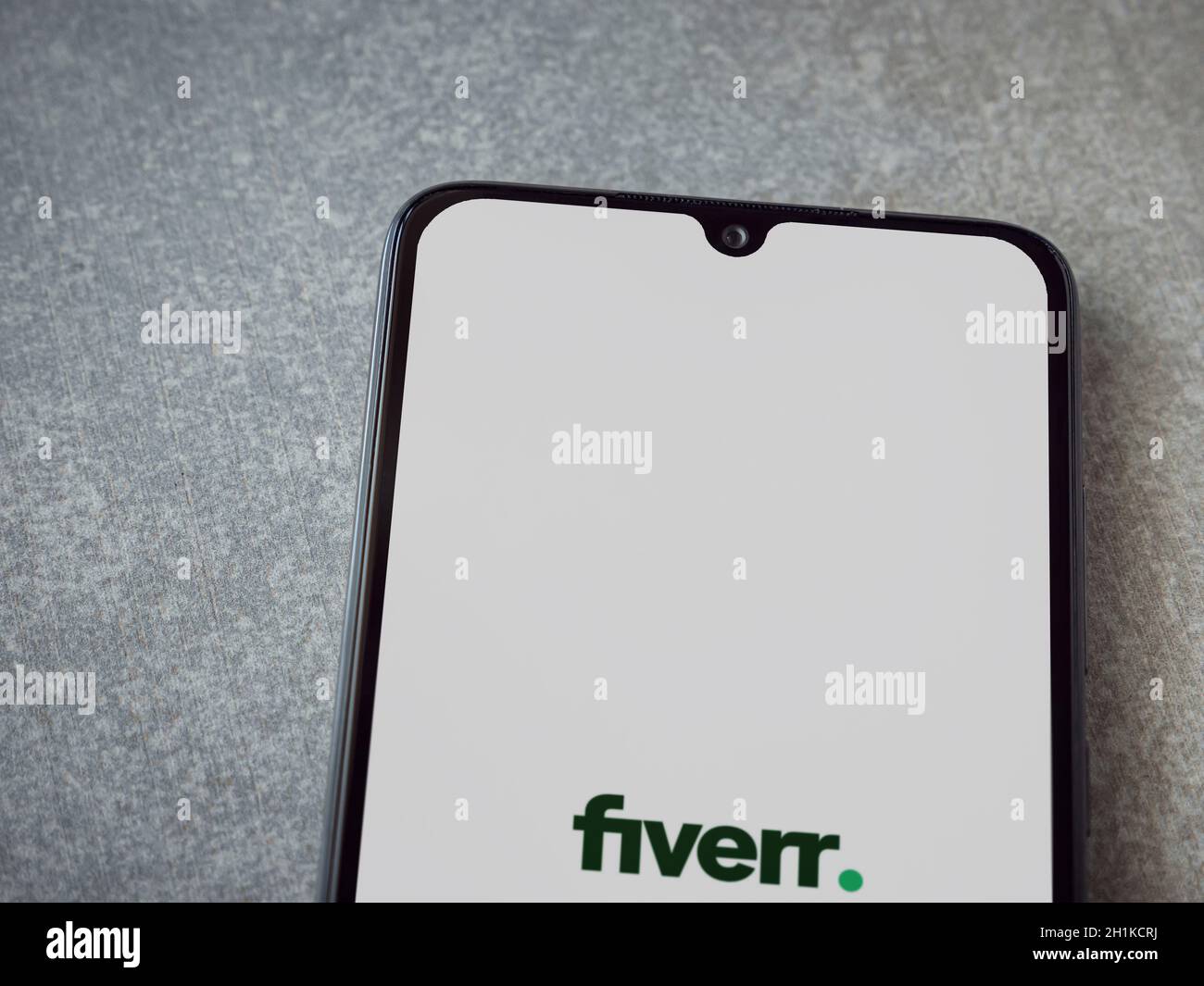 Lod, Israel - July 8, 2020: Fiverr app launch screen with logo on the ...