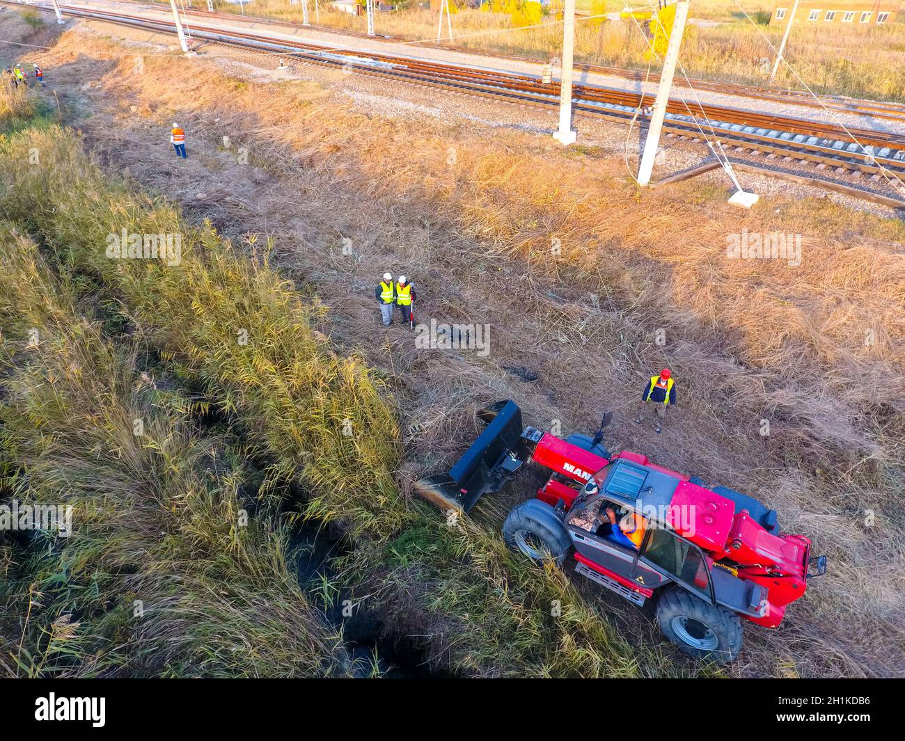 Slavyansk-on-Kuban, Russia - October 12, 2017: The bulldozer clears the ...
