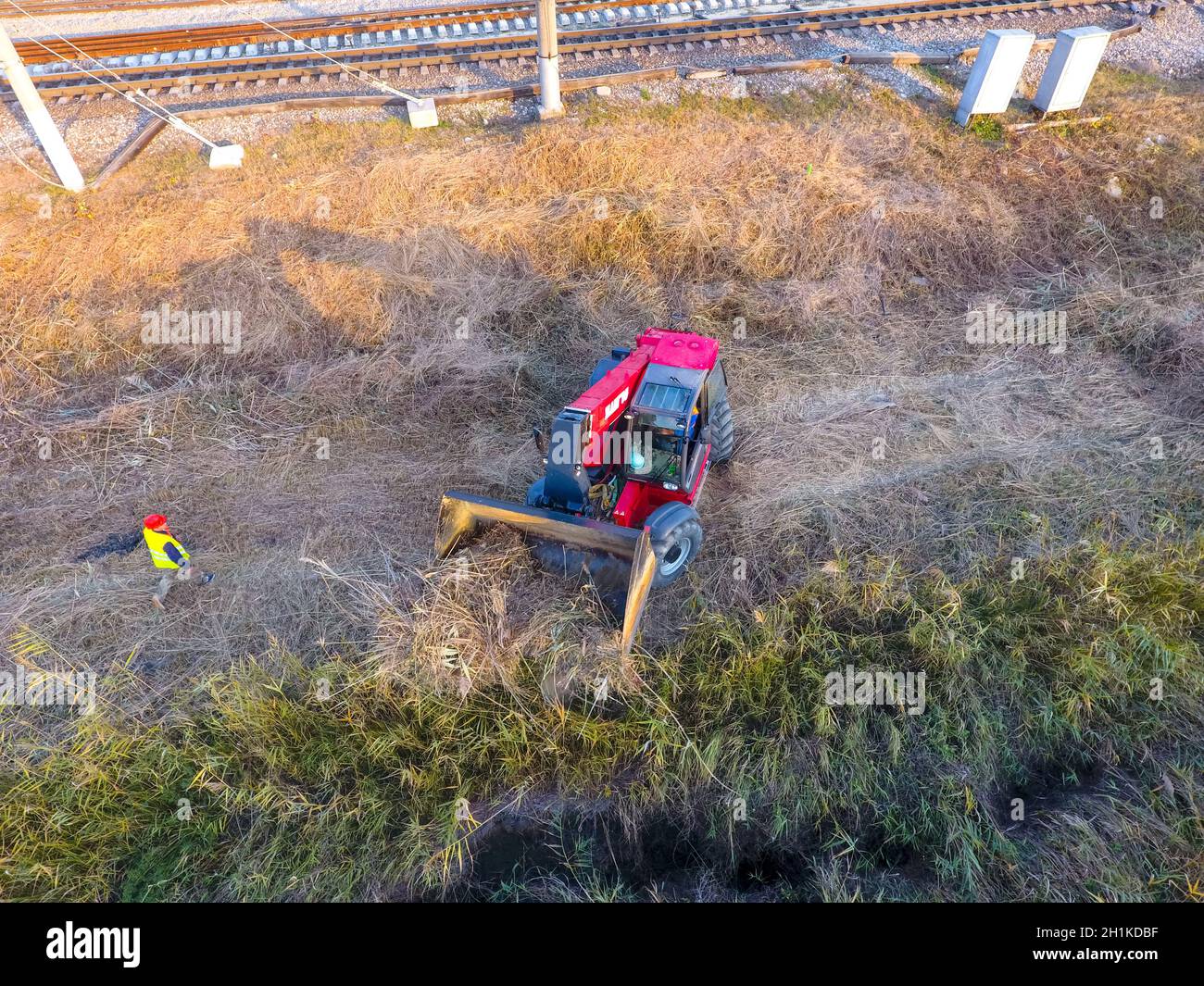 Slavyansk-on-Kuban, Russia - October 12, 2017: The bulldozer clears the ...