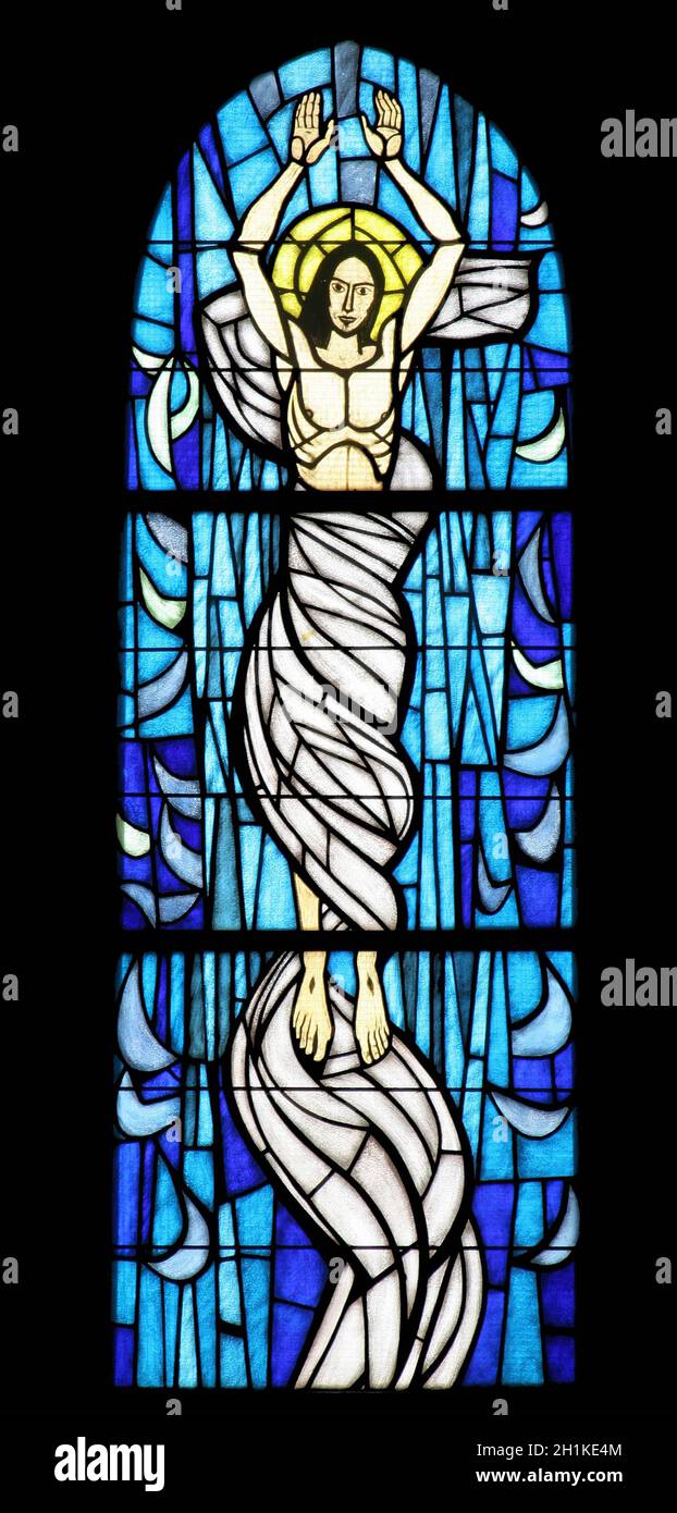Resurrection of Jesus, stained glass Stock Photo - Alamy