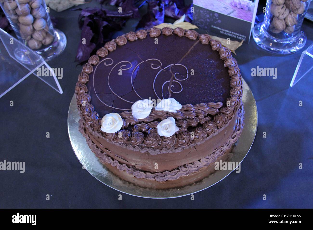 Delicious decorated wedding cake Stock Photo - Alamy