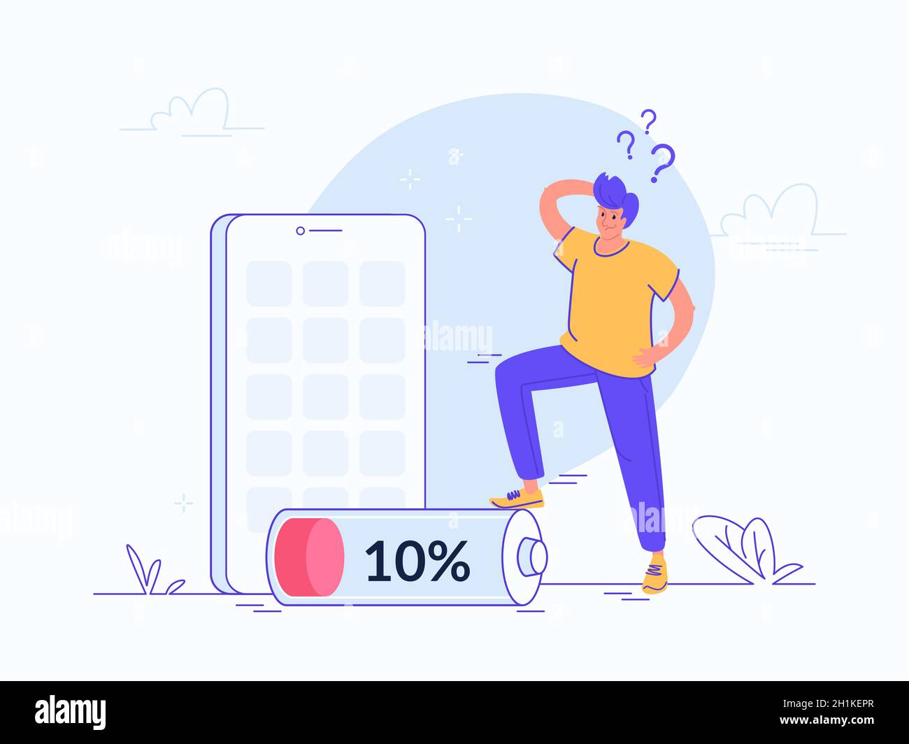 Battery low notification on mobile smartphone Stock Vector Image & Art ...