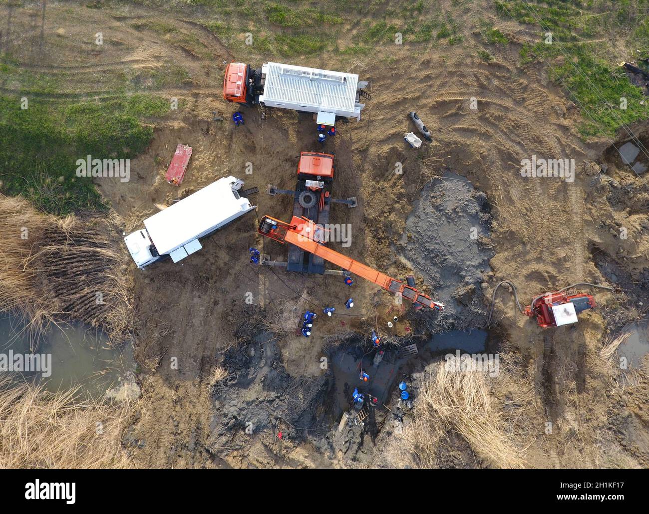 Repair of the gas pipeline section passing through the water channel ...