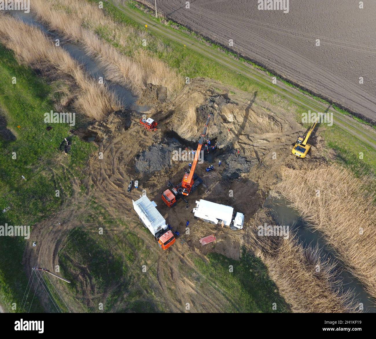 Repair of the gas pipeline section passing through the water channel ...