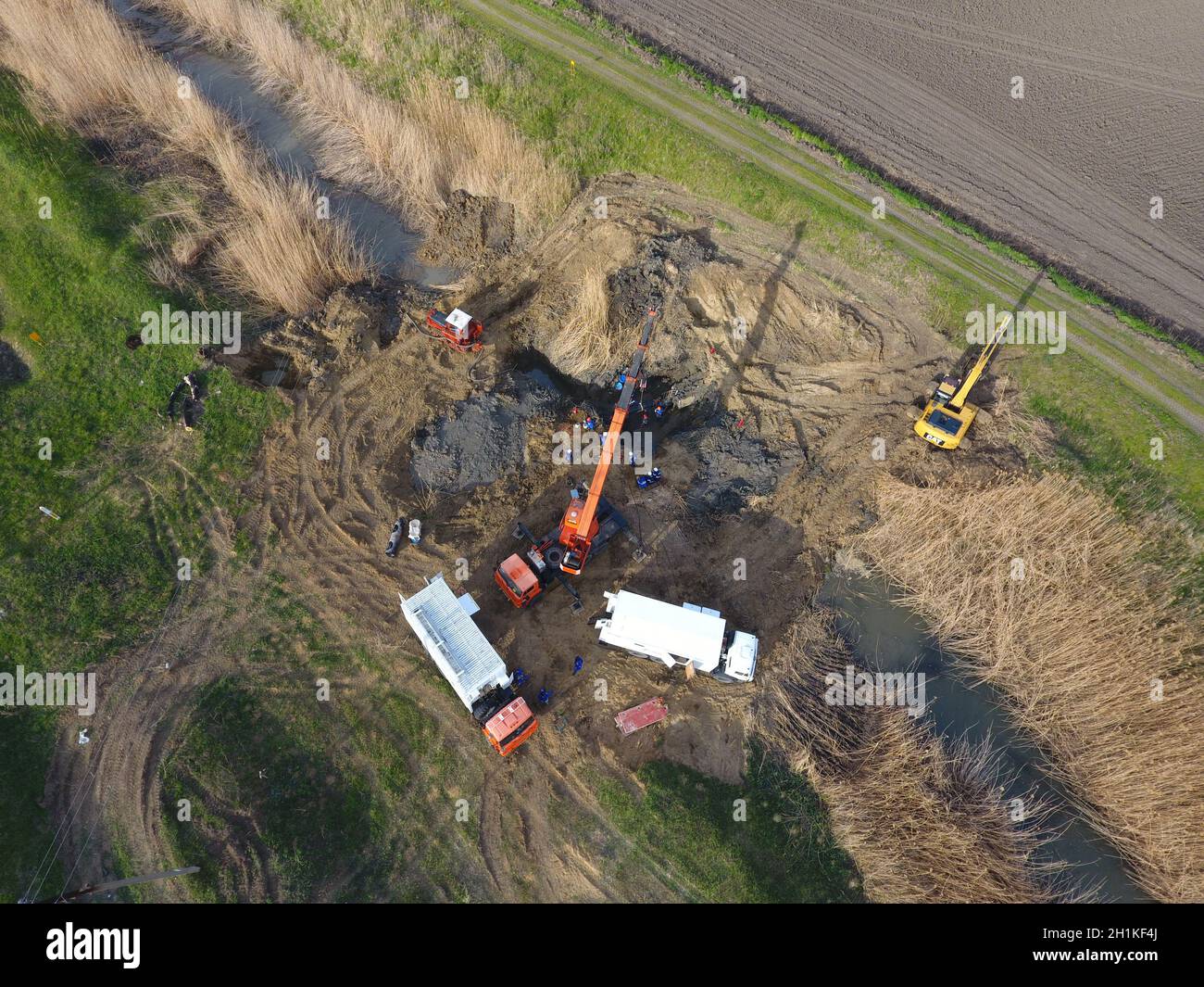 Repair of the gas pipeline section passing through the water channel ...