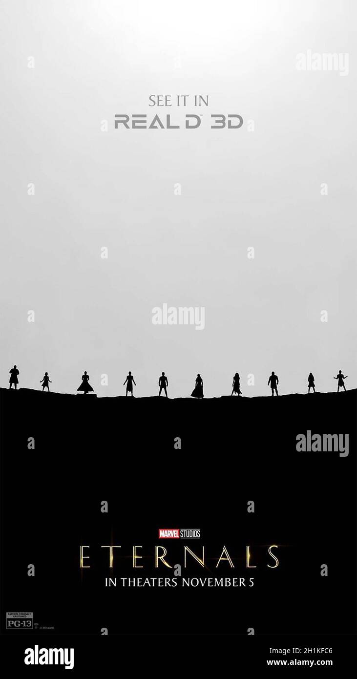 ETERNALS, US RealD 3D poster, 2021. © Walt Disney Studios Motion Pictures / © Marvel Studios ...