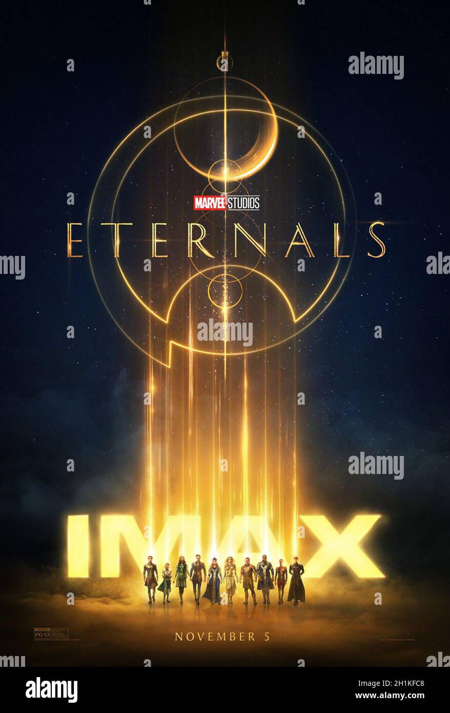 ETERNALS, US IMAX poster, from left: Kumail Nanjiani, Lia McHugh, Gemma ...