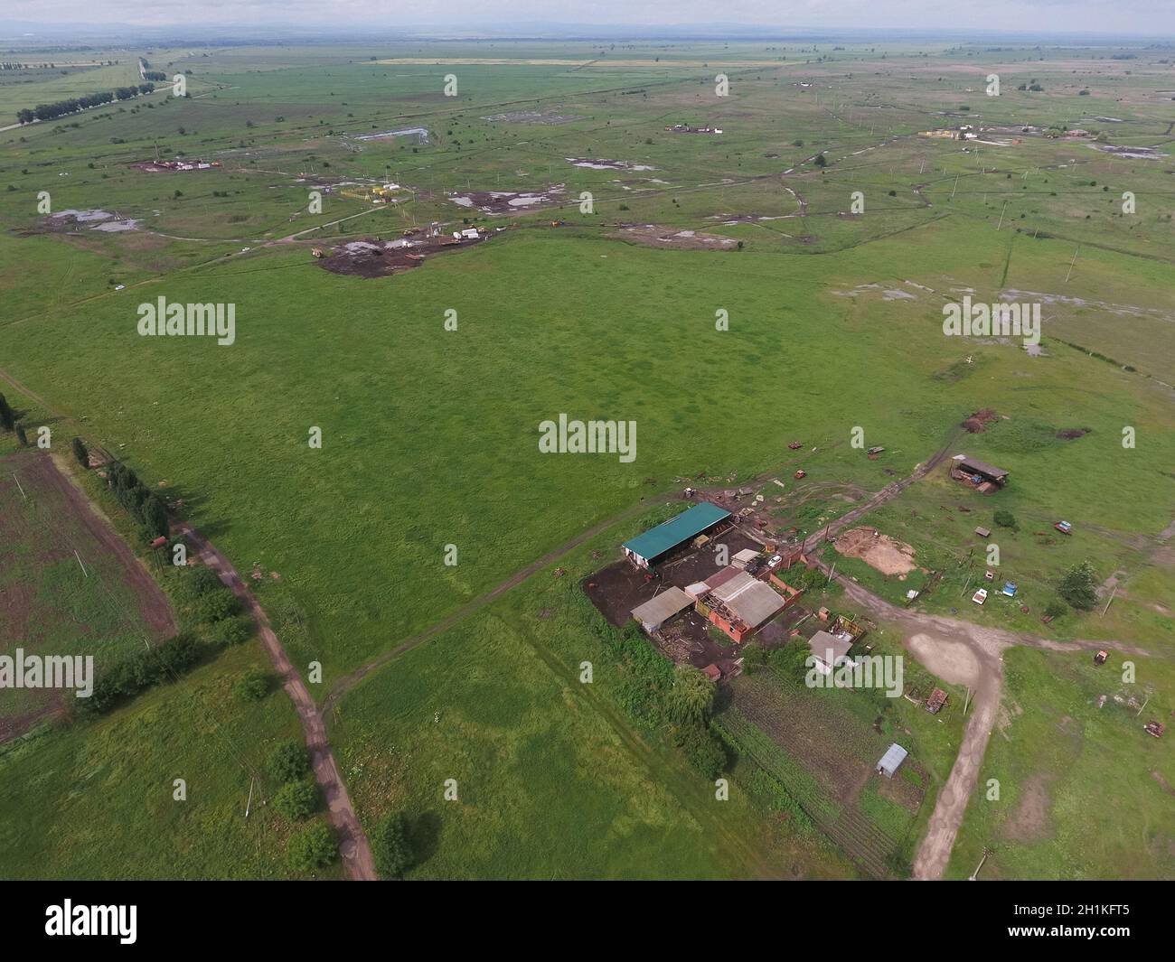 Venues overgrown with grass. View from above Stock Photo - Alamy