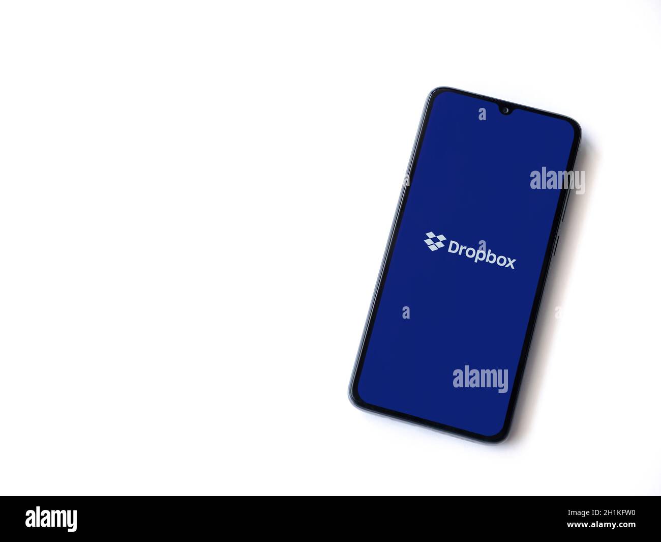 Lod, Israel - July 8, 2020: Dropbox app launch screen with logo on the ...