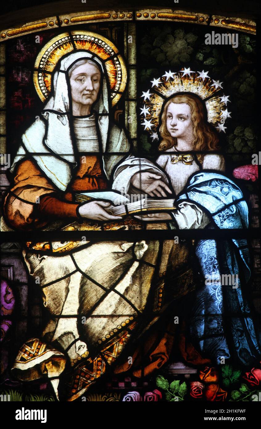 Saint Anne, stained glass window in the Catholic Church of the Birth of ...