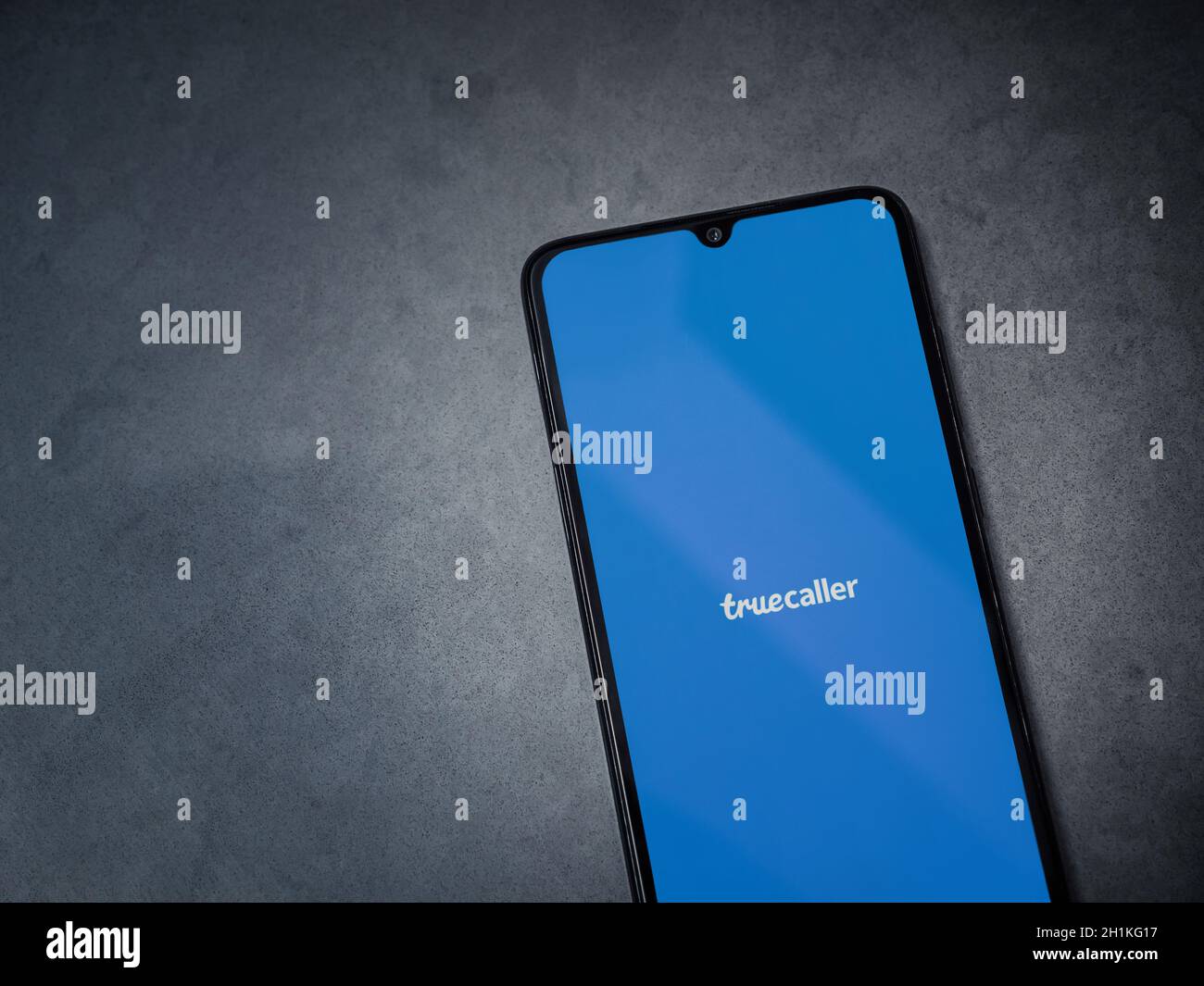 Lod, Israel - July 8, 2020: Truecaller app launch screen with logo on ...