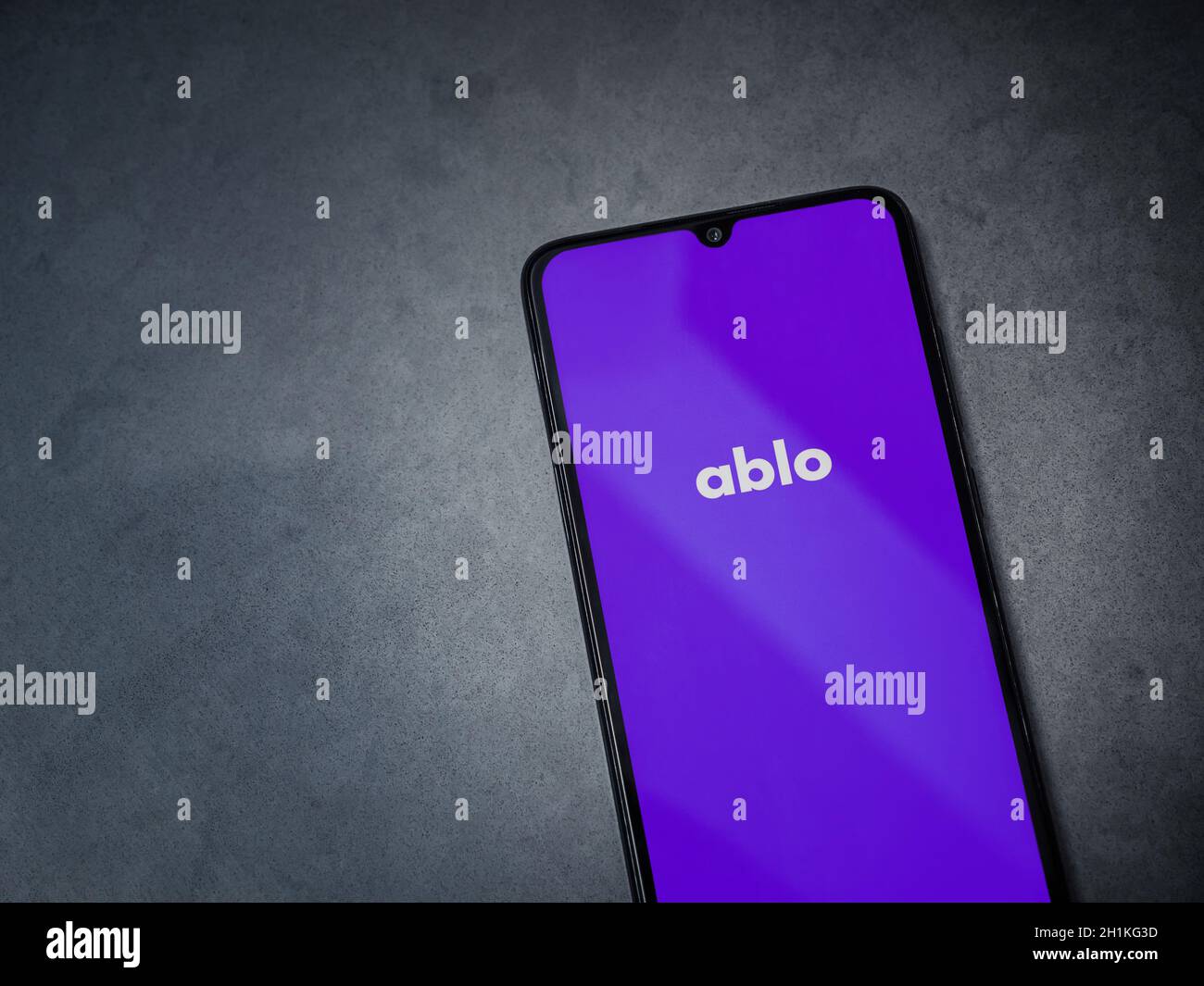 Lod, Israel - July 8, 2020: Ablo app launch screen with logo on the ...