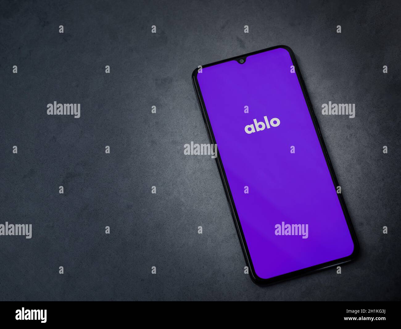Lod, Israel - July 8, 2020: Ablo app launch screen with logo on the ...