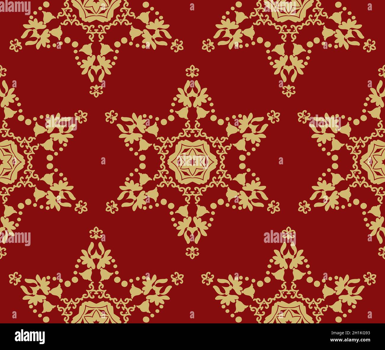 Christmas red background with gold stars, seamless patterns. Red ...