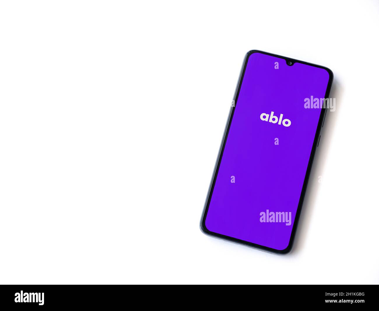 Lod, Israel - July 8, 2020: Ablo app launch screen with logo on the ...