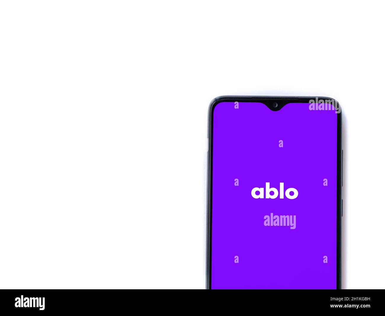 Lod, Israel - July 8, 2020: Ablo app launch screen with logo on the ...