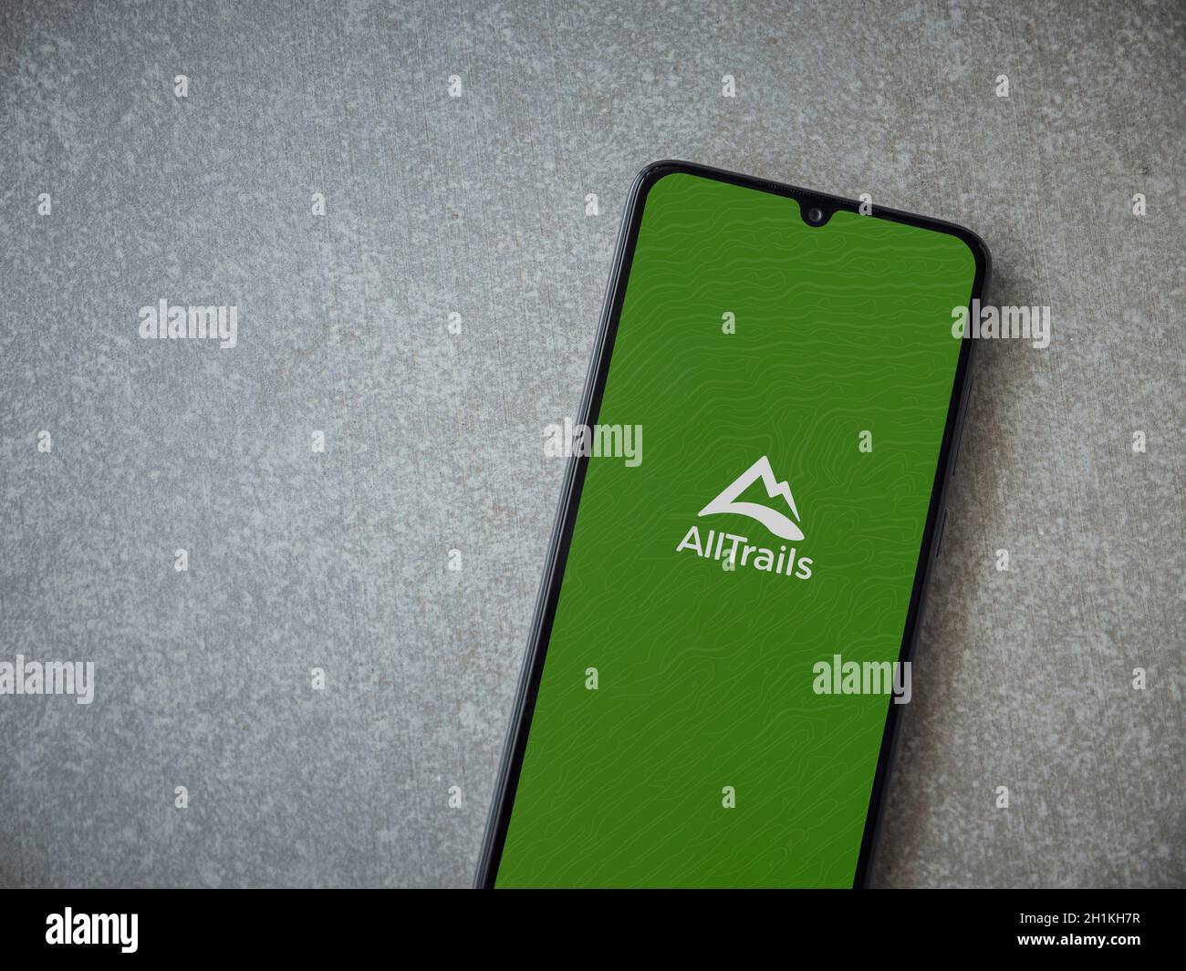 Lod, Israel - July 8, 2020: AllTrails app launch screen with logo on ...