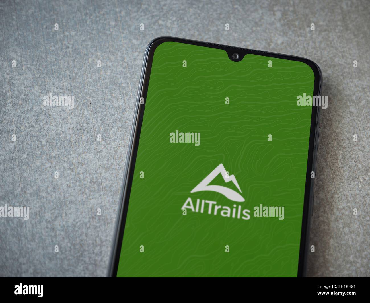 Lod, Israel - July 8, 2020: AllTrails app launch screen with logo on ...