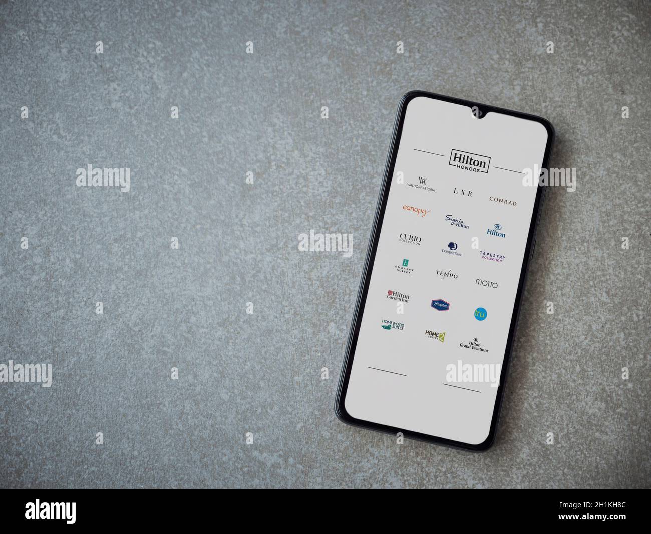 Lod, Israel - July 8, 2020: Hilton Honors app launch screen with logo ...